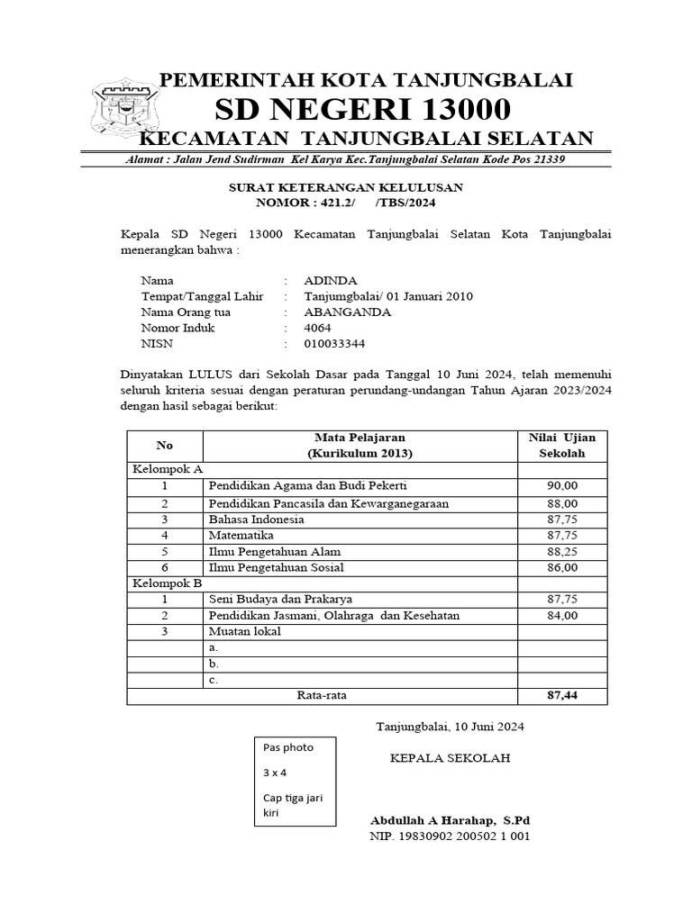 SKHU SD Tahun 2024 | PDF