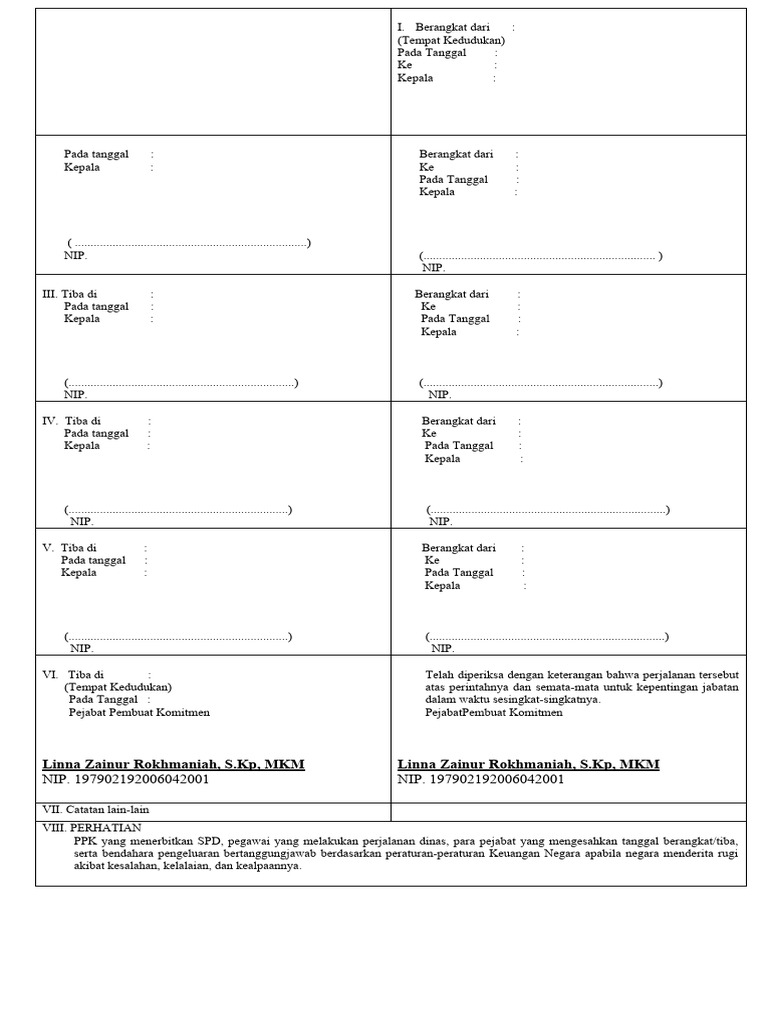 Format SPPD (Dibuat 2 Rangkap) | PDF