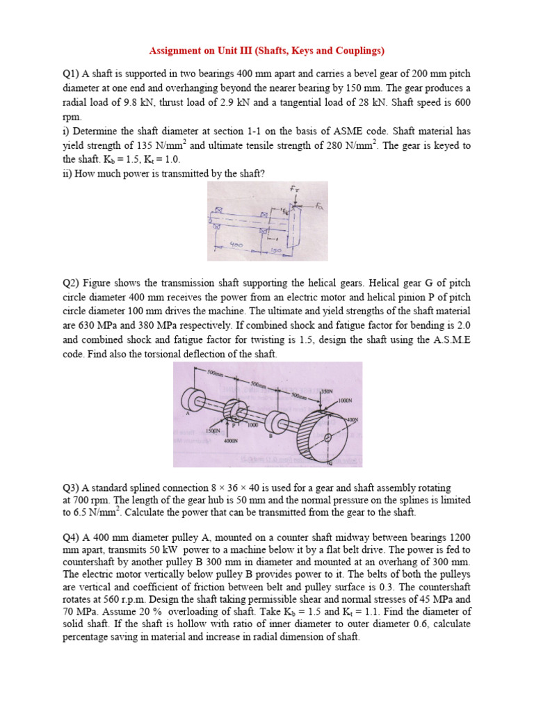 Assign - Shafts, Keys | PDF | Belt (Mechanical) | Gear Assign - Shafts, Keys | PDF | Belt (Mechanical) | Gear