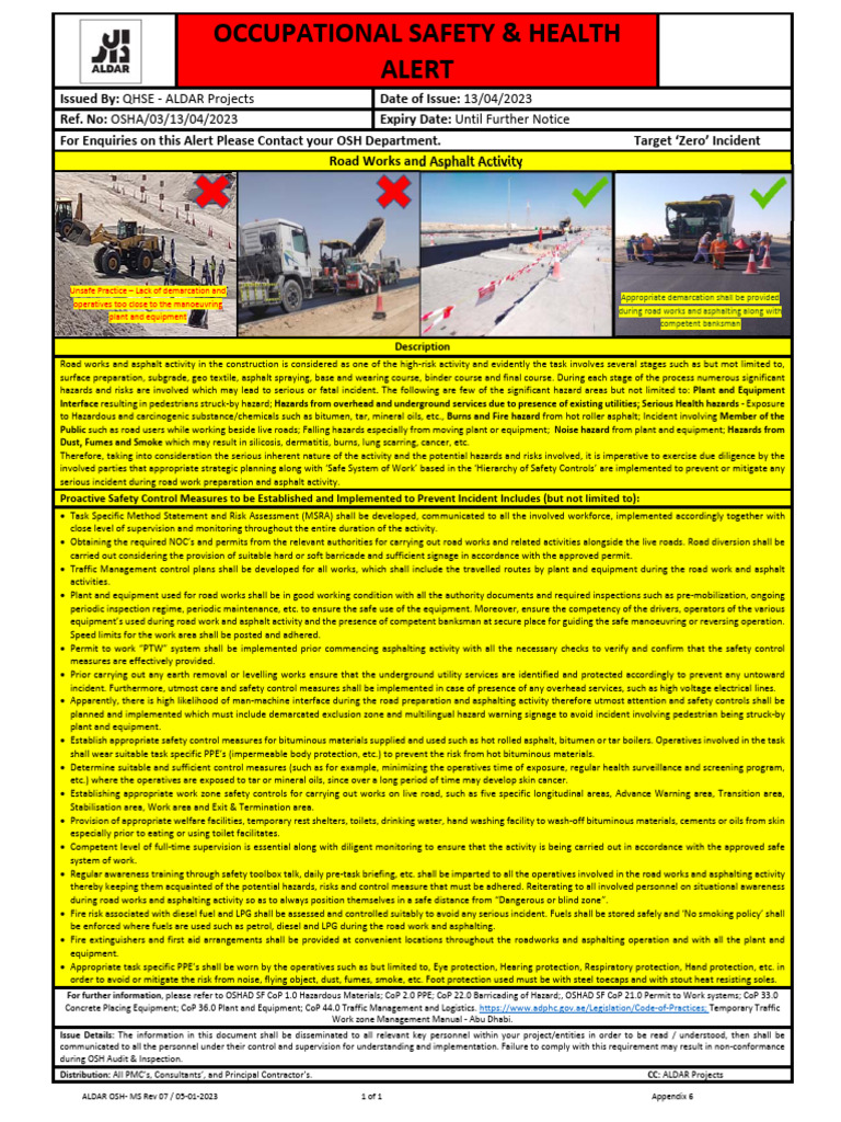 Asphalt Activity Safety Guidelines | PDF | Occupational Safety And ...
