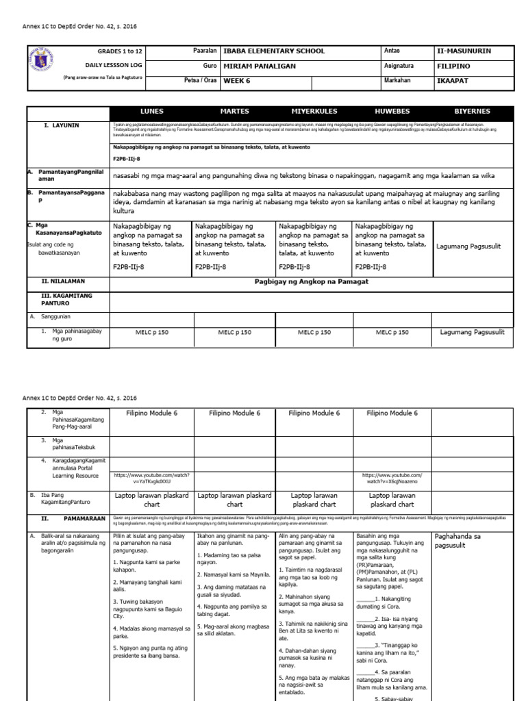 Q4-Filipino-Week 6 | PDF