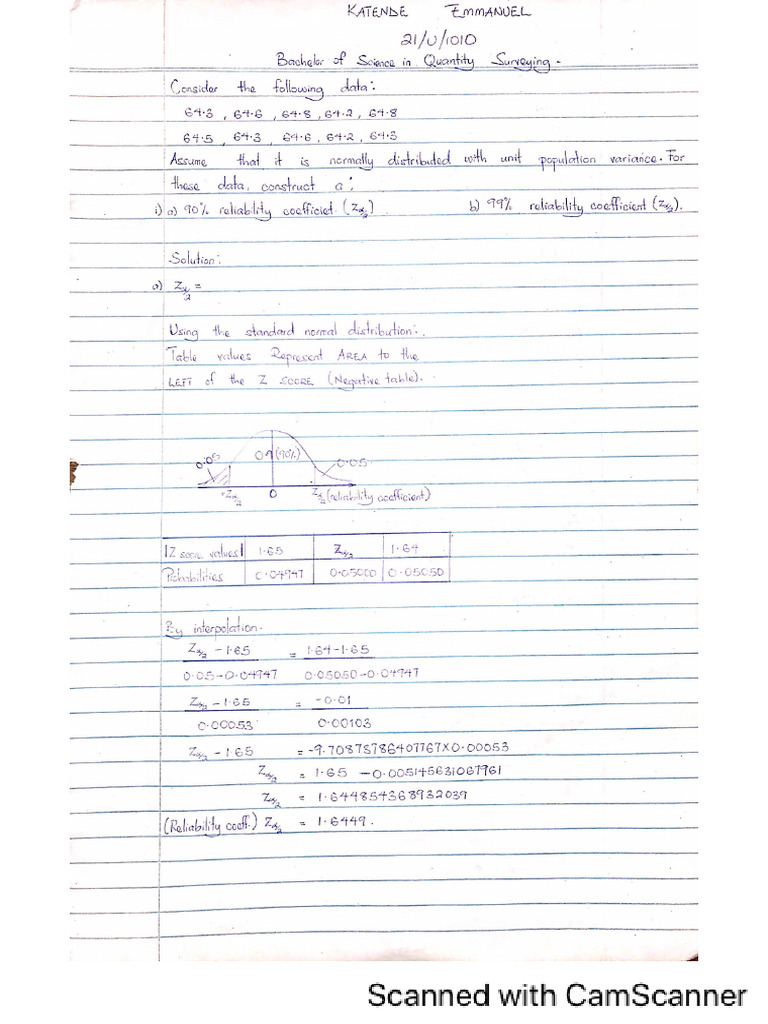 Statistics Coursework On Confidence Intervals Scanned | PDF