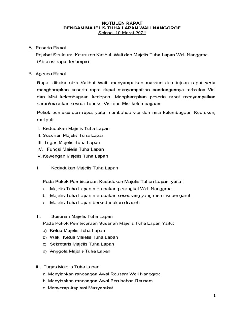 Notulen RAPAT Revisi Anggaran 2014 - Denny | PDF | Karier ...