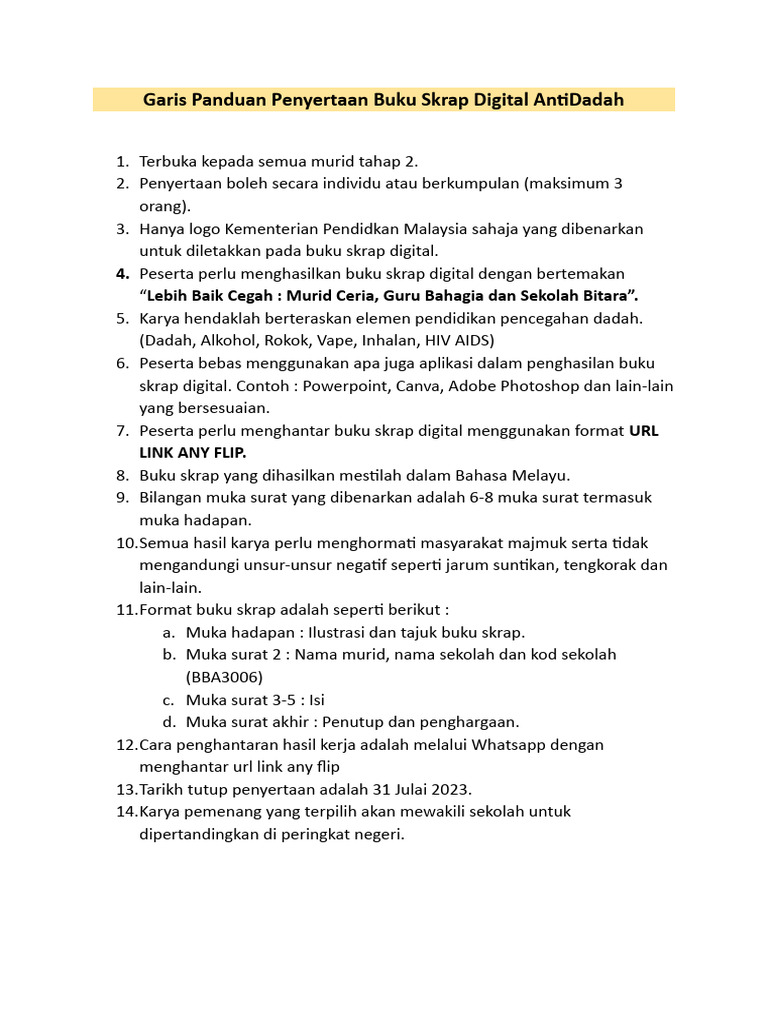 Garis Panduan Pertandingan PPDA 5 | PDF Garis Panduan Pertandingan PPDA 5 | PDF