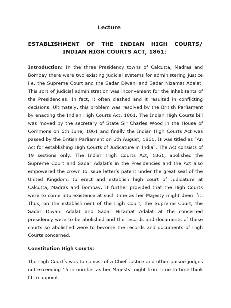 Indian High Courts | PDF | Jurisdiction | Appeal