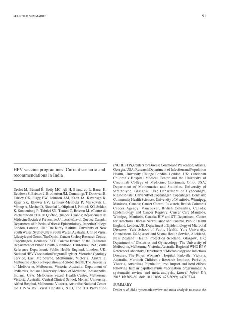 HPV Vaccine Programmes - Current Scenario and Recommendations in India | PDF | Cervical Cancer ...