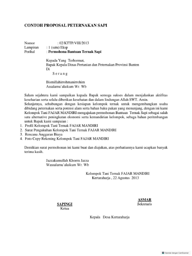 Contoh Proposal Peternakan Sapi | PDF