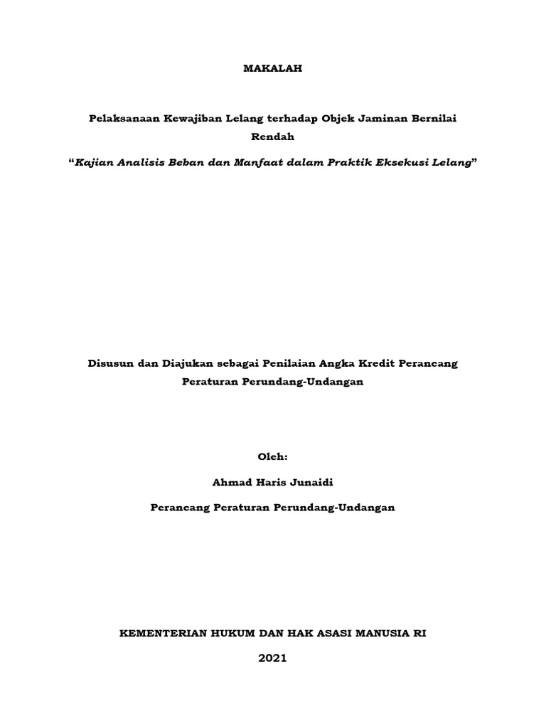 Pelaksanaan Lelang Objek Jaminan | PDF | Pengelolaan Keuangan & Uang