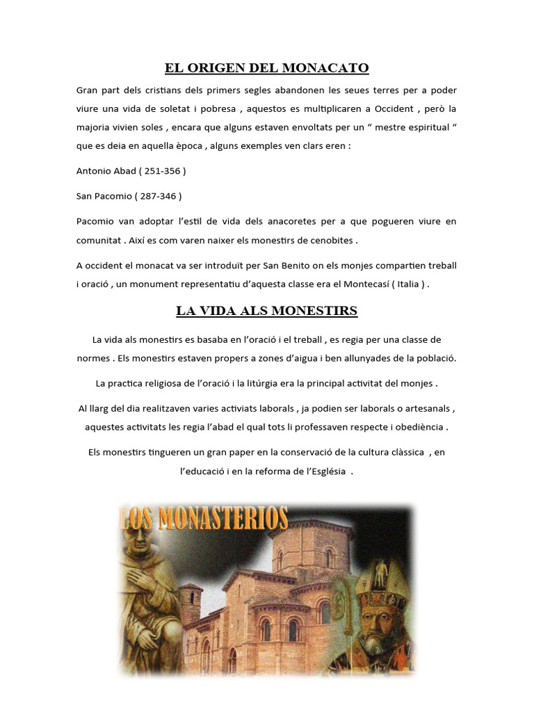 El Origen Del Monacato | PDF