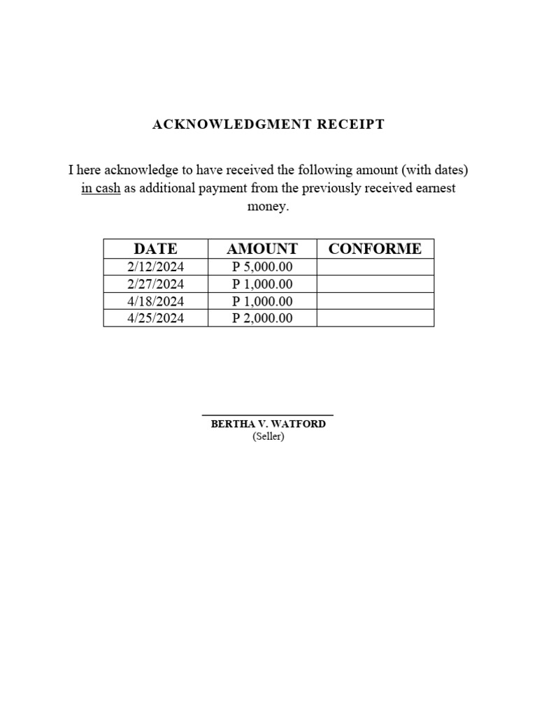 Acknowledgment Receipt | PDF