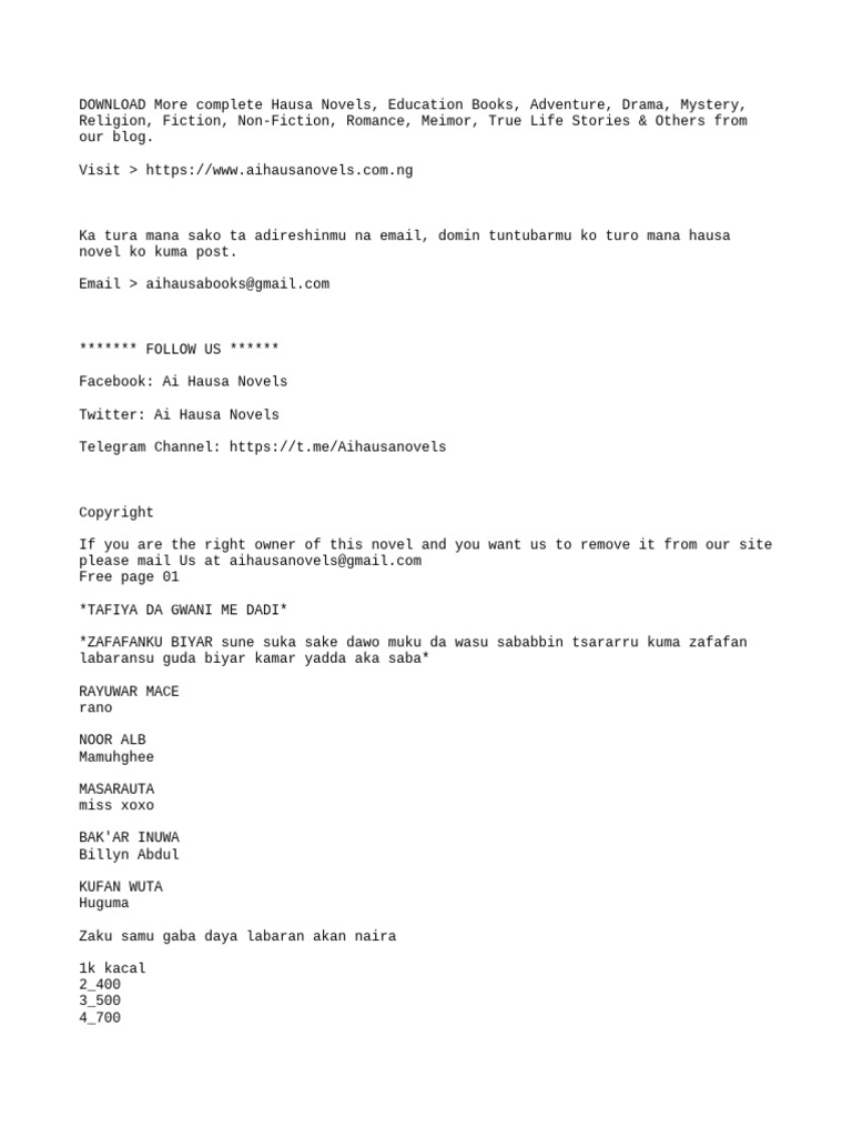 KUFAN WUTA (WWW - Aihausanovels.com - NG) | PDF