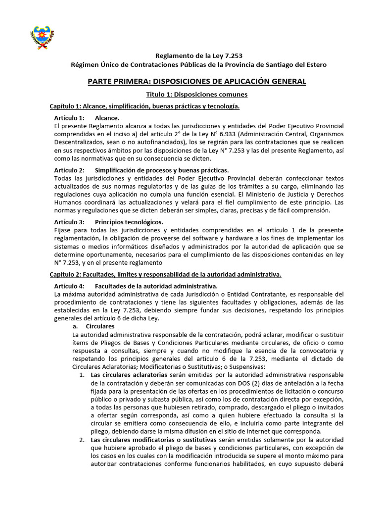 Reglamento Ley 7253 | Descargar gratis PDF | Regulación | Presupuesto