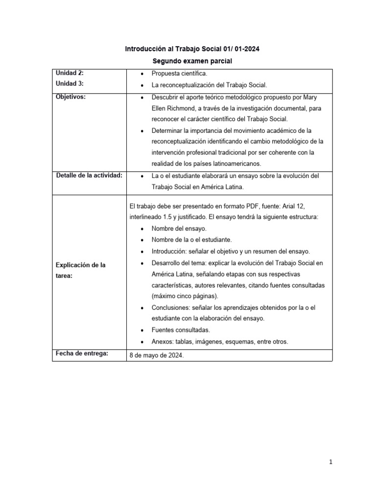 SEGUNDO EXAMEN PARCIAL ITS | PDF | Ensayos | Trabajo Social