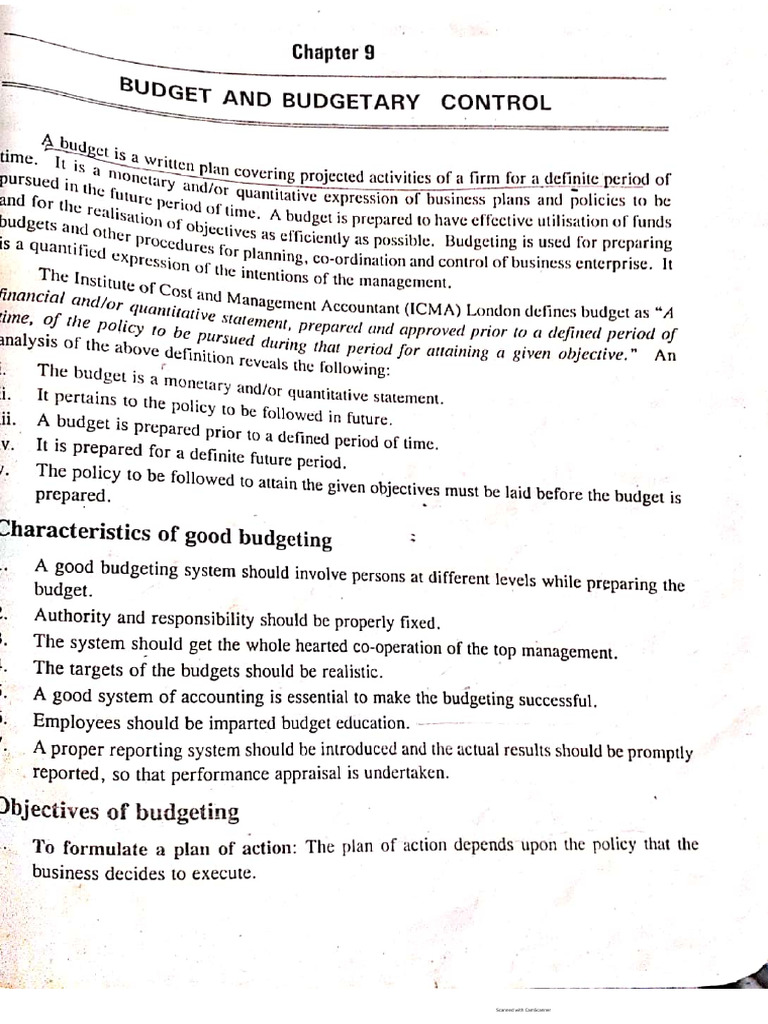Budget And Budgetary Control Pdf