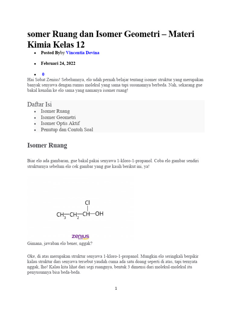 Somer Ruang Dan Isomer Geometri | PDF