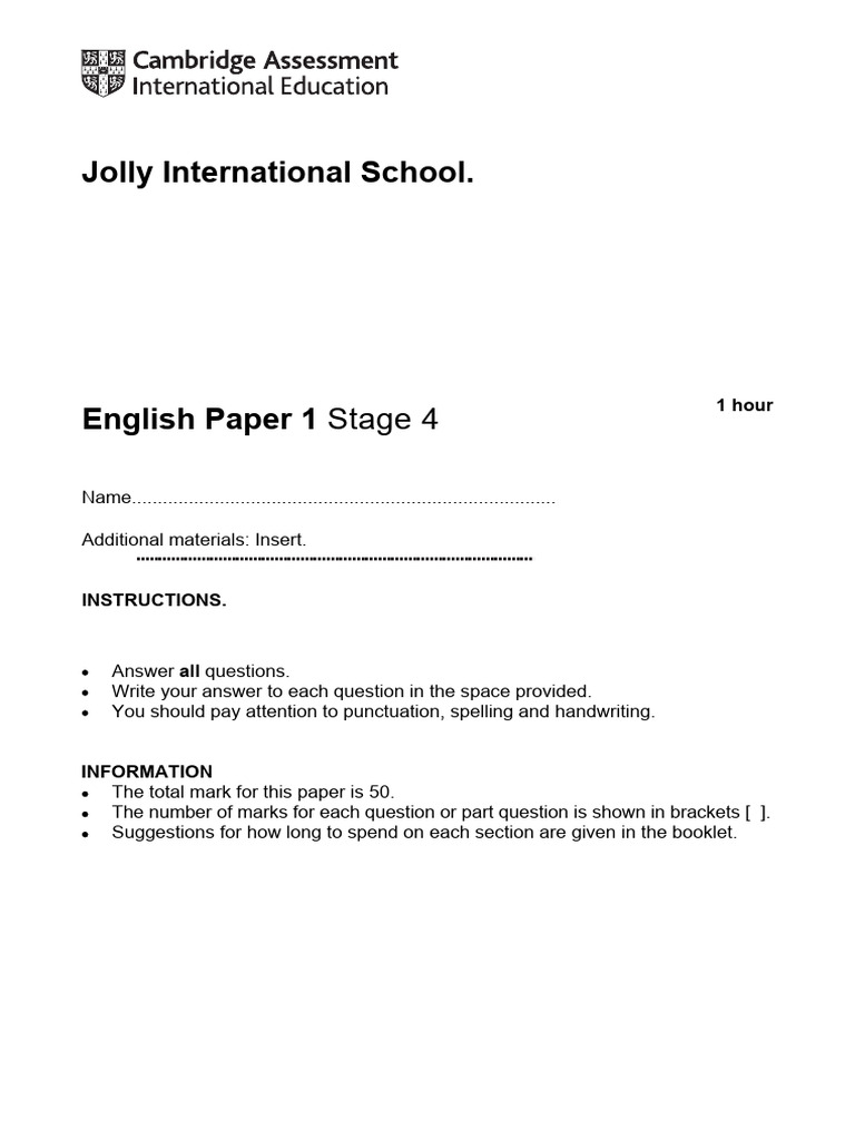 English Stage 4 Paper 1 | PDF | Paragraph | Human Communication