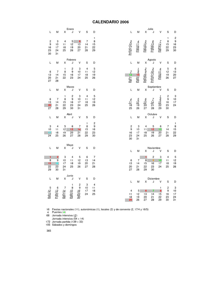 Calendario 2006 | PDF