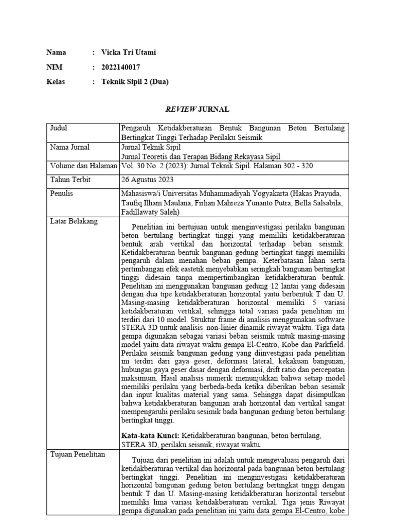 Review Jurnal Vicka Tri Utami 2022140017 | PDF | Teknologi & Rekayasa