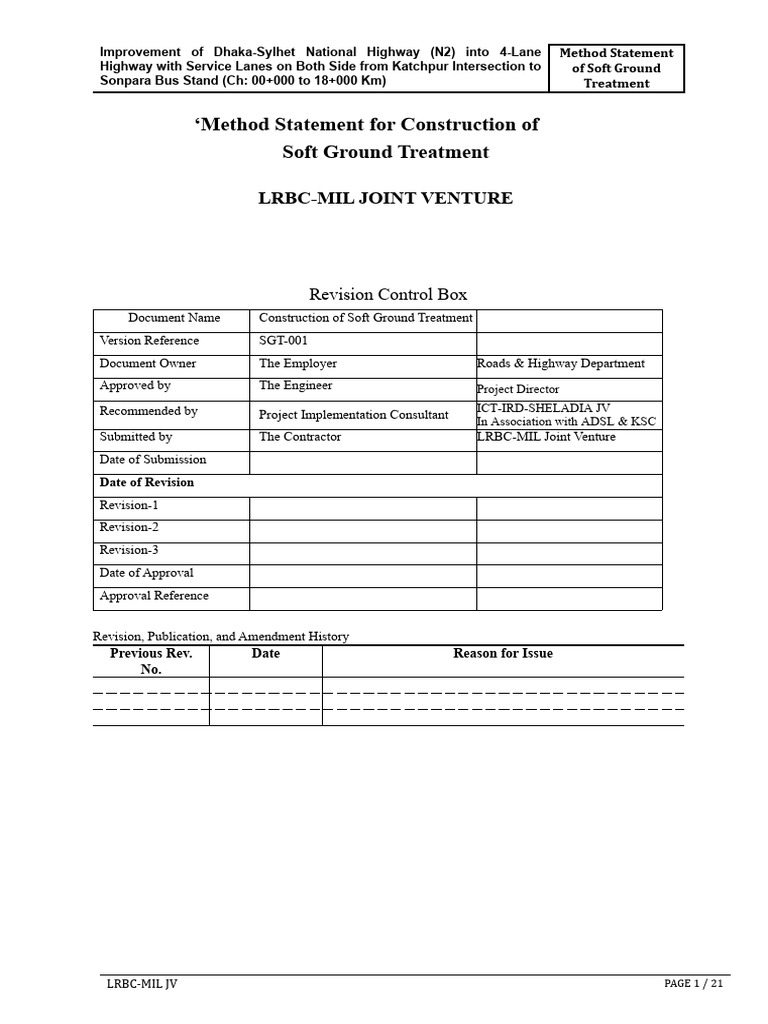 Method Statement of Soft Ground Treatment | PDF | Drainage | Waste