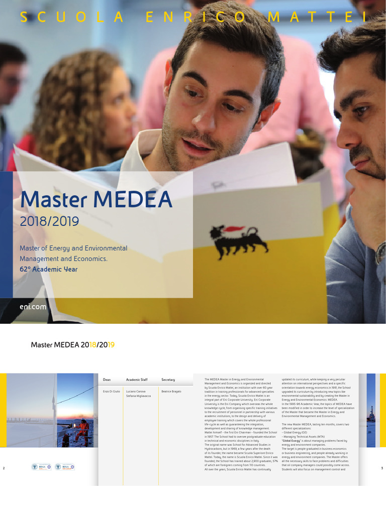埃尼石油Eni 人力资源宣传册Brochure T500C.com MEDEA-2018-2019 | PDF | Economics | Statistics