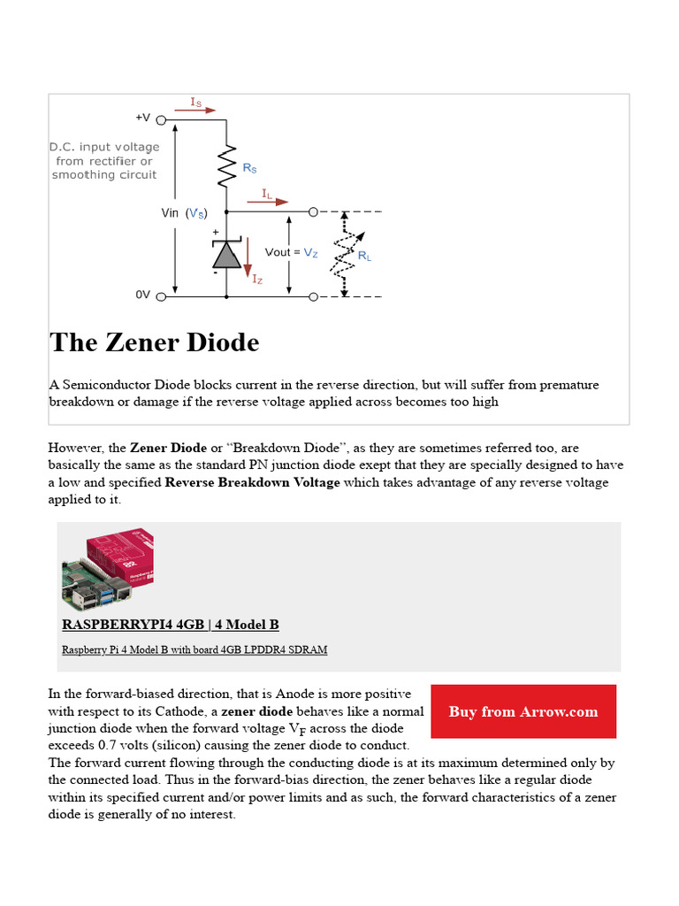 Zener Diode As Voltage Regulator Tutorial | Download Free PDF | Diode | P–N Junction