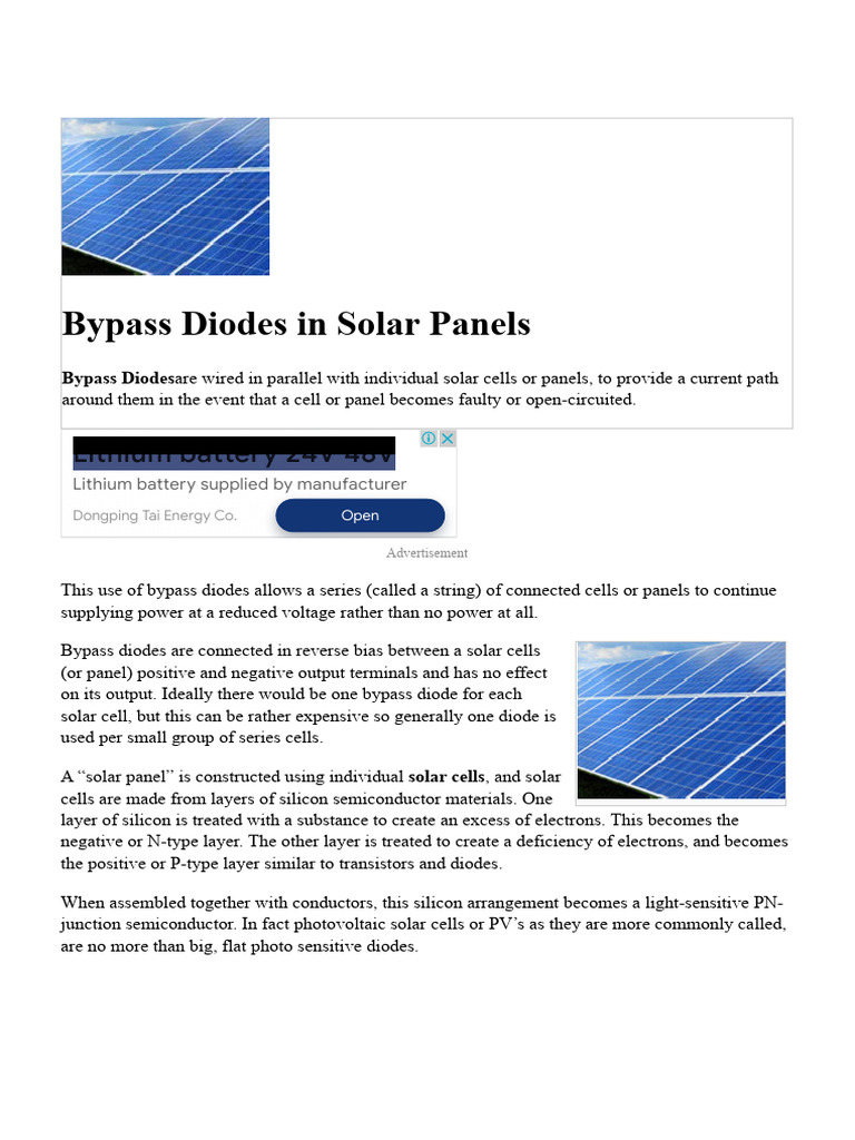 Bypass Diodes in Solar Panels and Arrays | Download Free PDF | Solar ...
