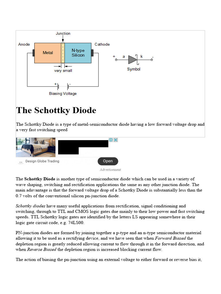 Schottky Diode: Fast Switching & Low Voltage | PDF | Diode | P–N Junction