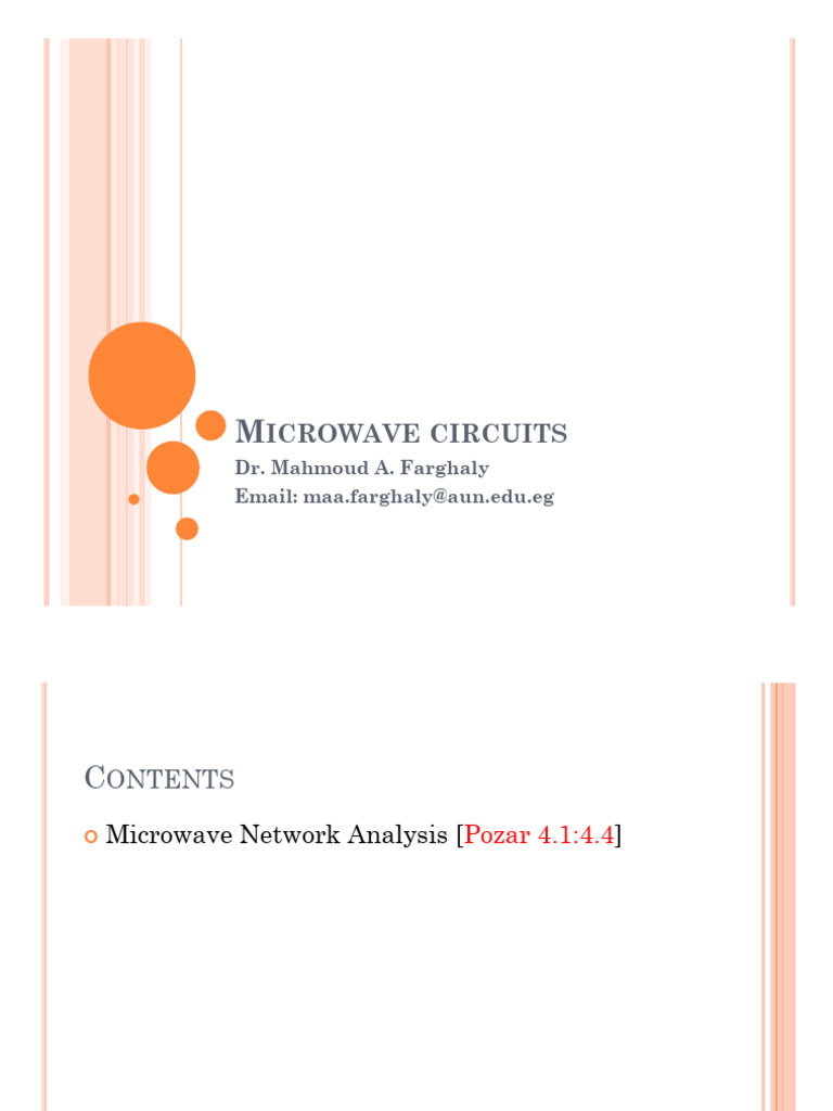 Lecture1 MicrowaveNetworkAnalysis | PDF | Electronic Engineering ...
