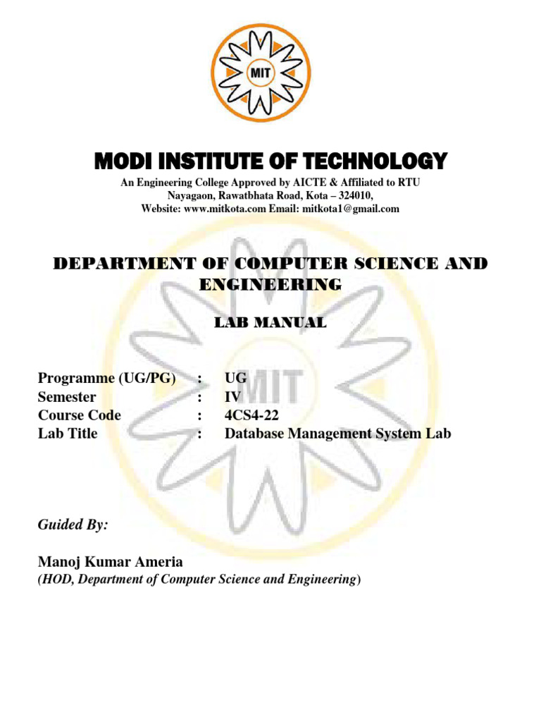 DBMS Lab Manuals | PDF | Databases | Relational Database