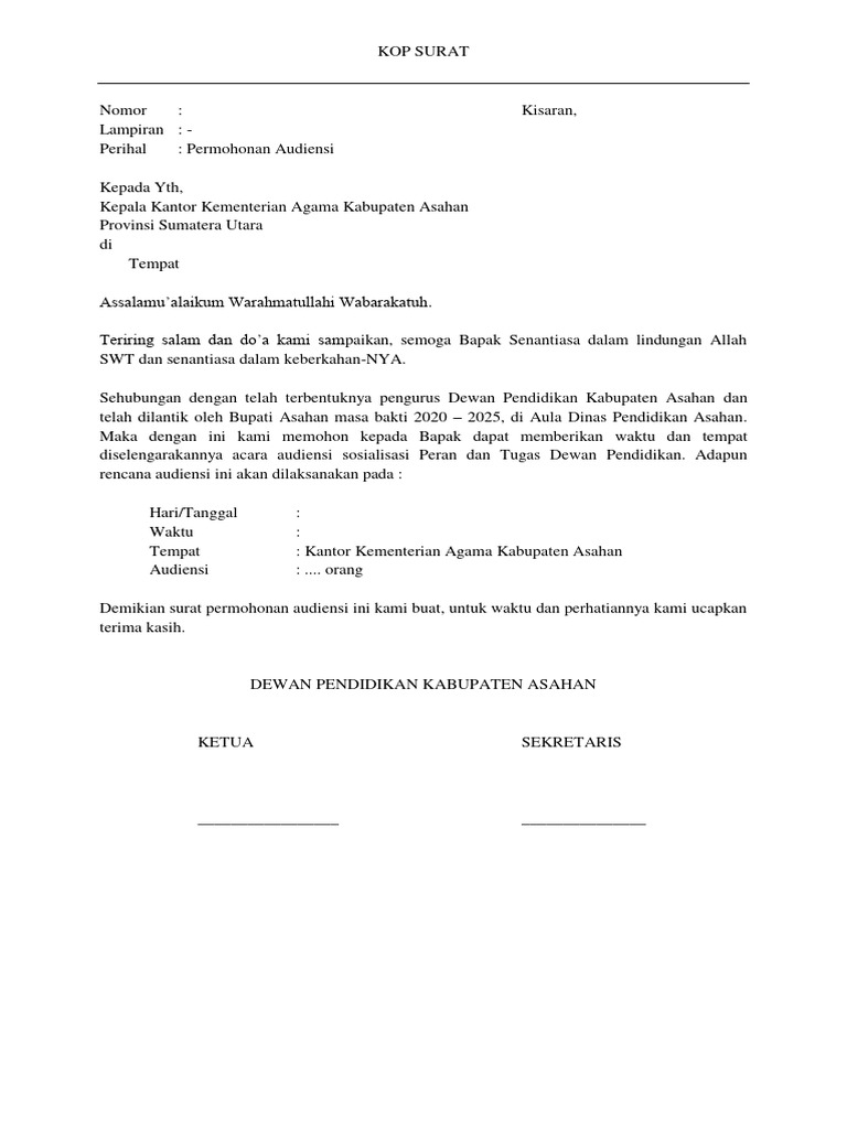 Permohonan Audiensi Dewan Pendidikan | PDF