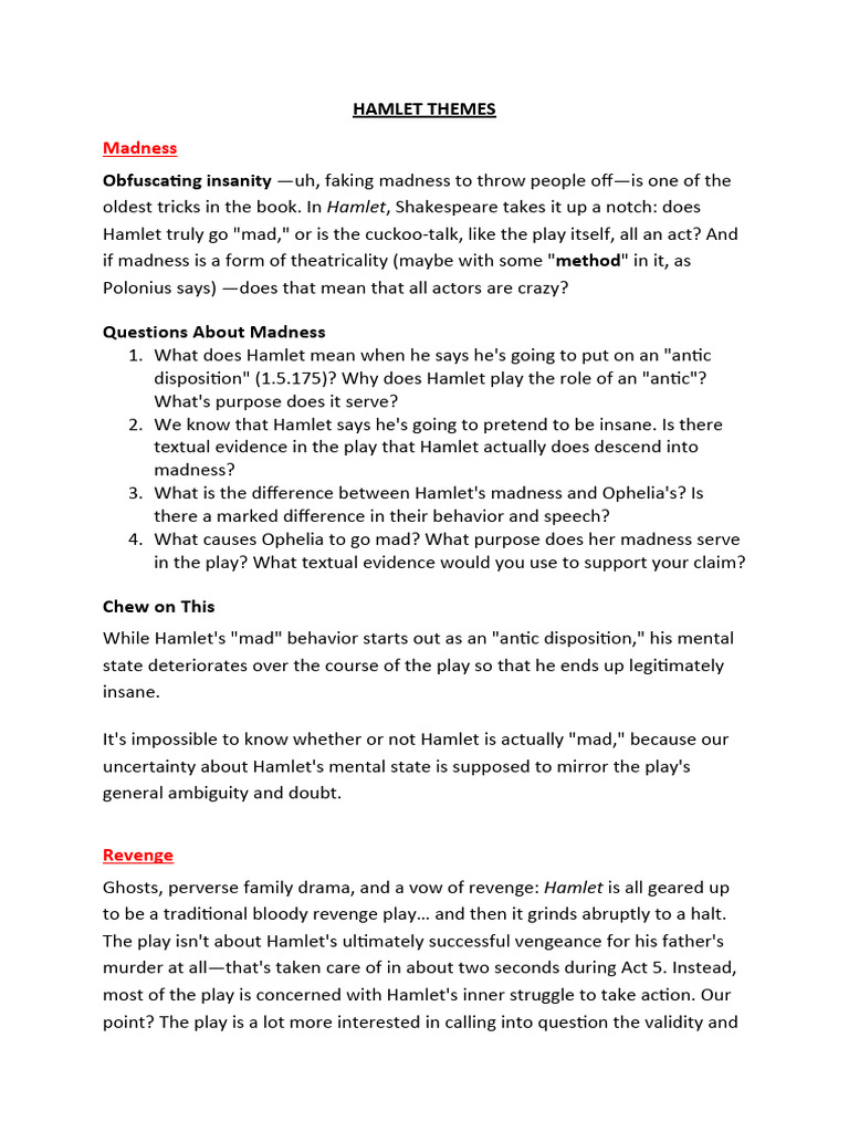 Hamlet Themes Pdf Hamlet Deception