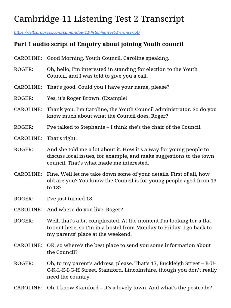 Cambridge 11 Listening Test 2 Transcript | PDF | Building