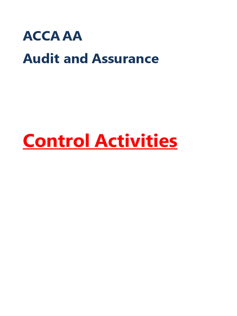 AA Control Activities | PDF | Accounts Payable | Receipt