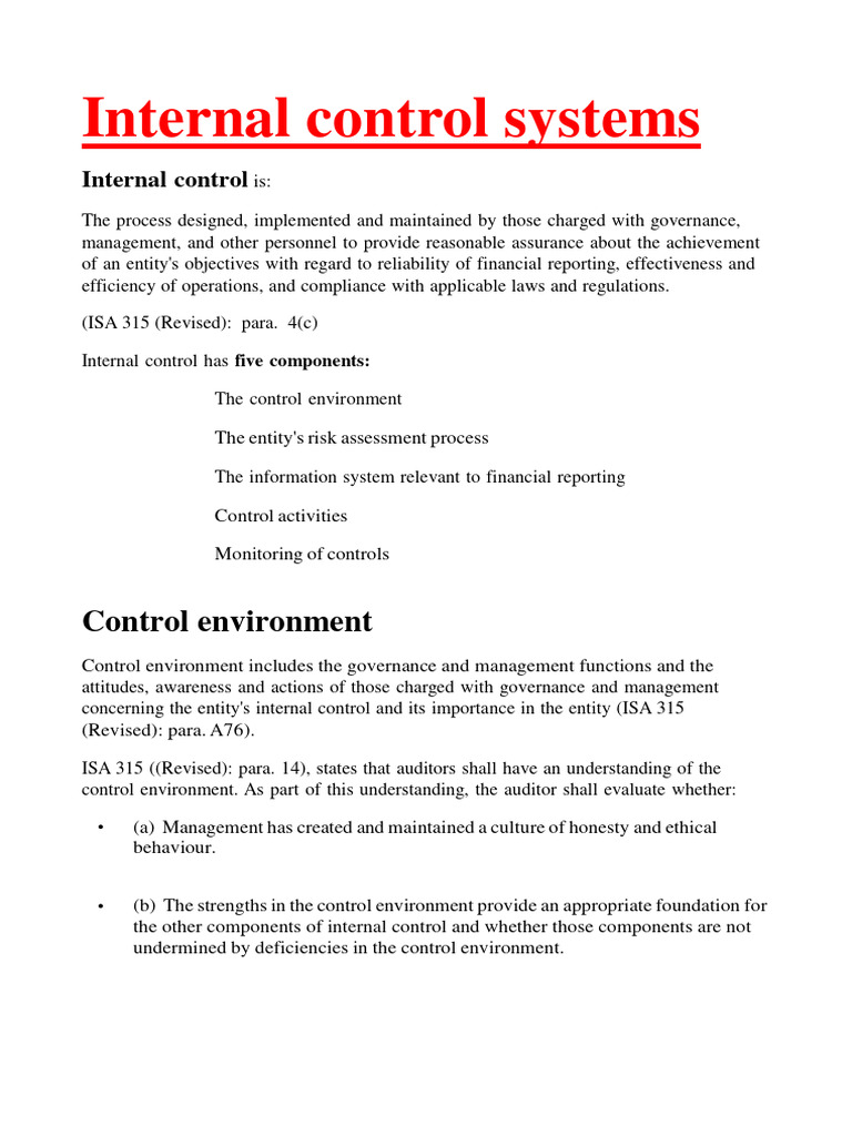 AA Internal Control System | PDF | Internal Control | Audit