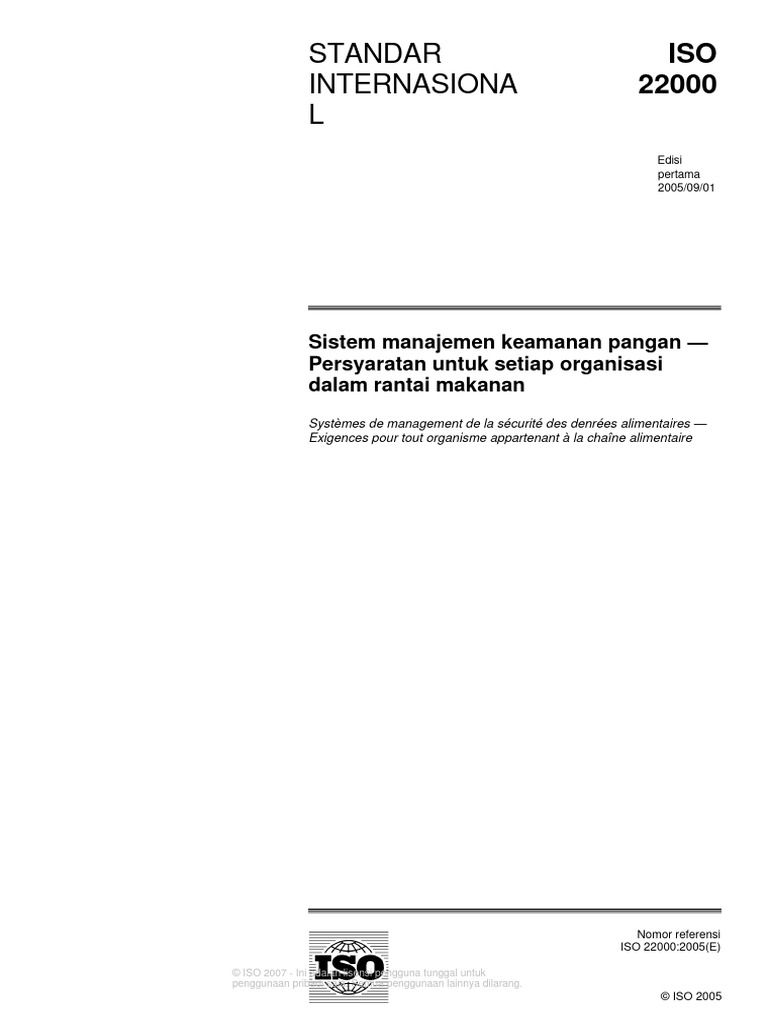 13b. ISO - 22000 - 2005 - E | PDF | Teknologi & Rekayasa
