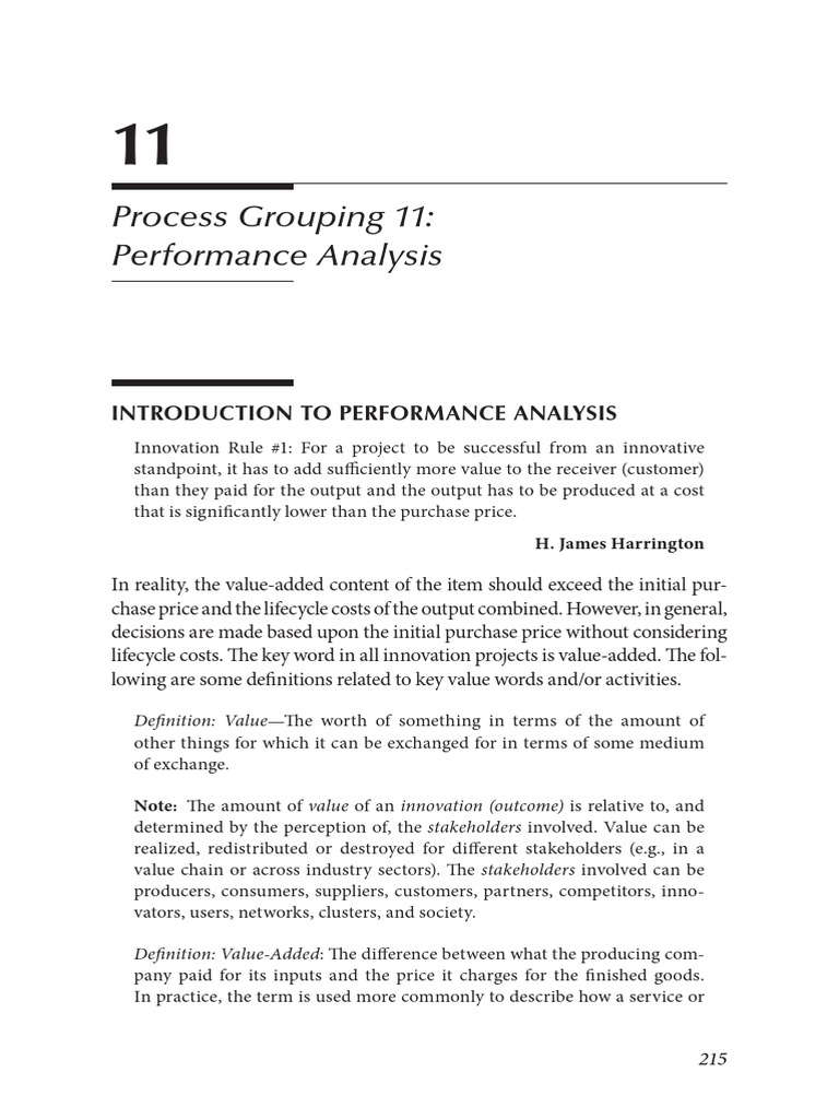 Process Grouping 11: Performance Analysis | PDF | Inventory | Lean ...
