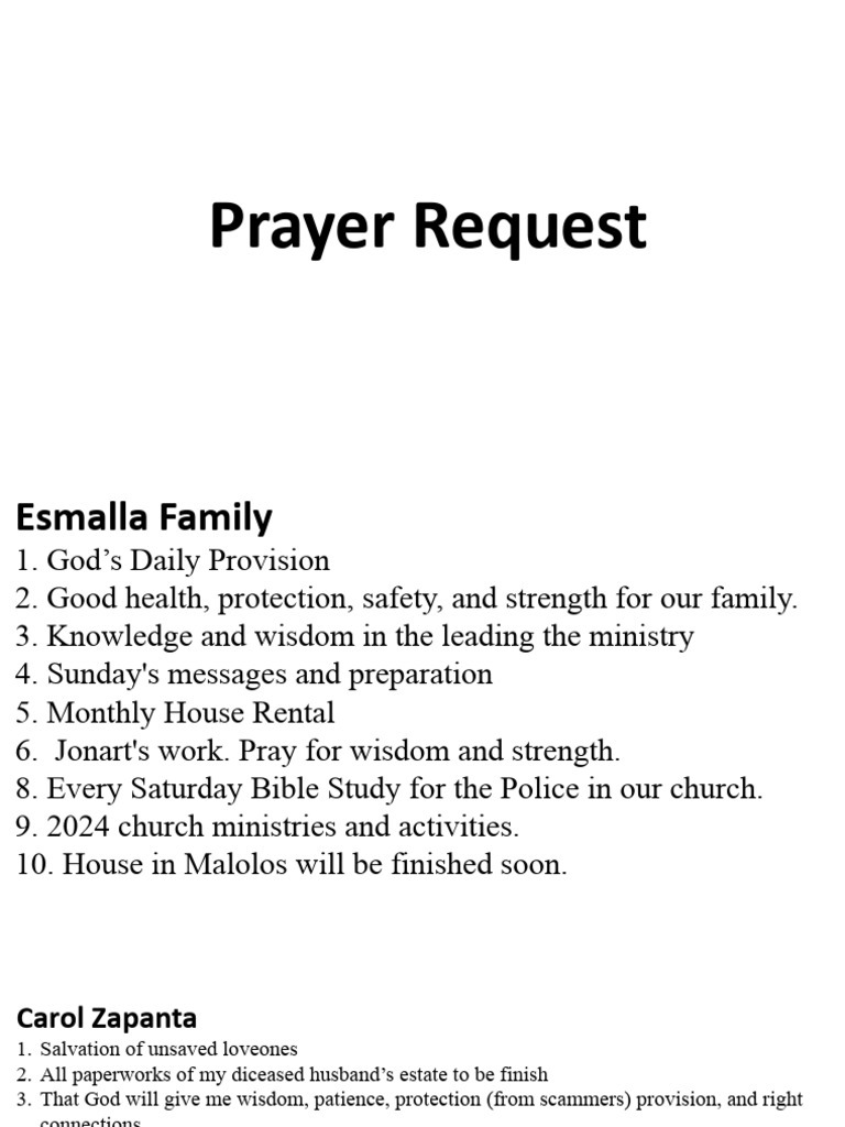 Prayer Requests 2024 | PDF | Prayer