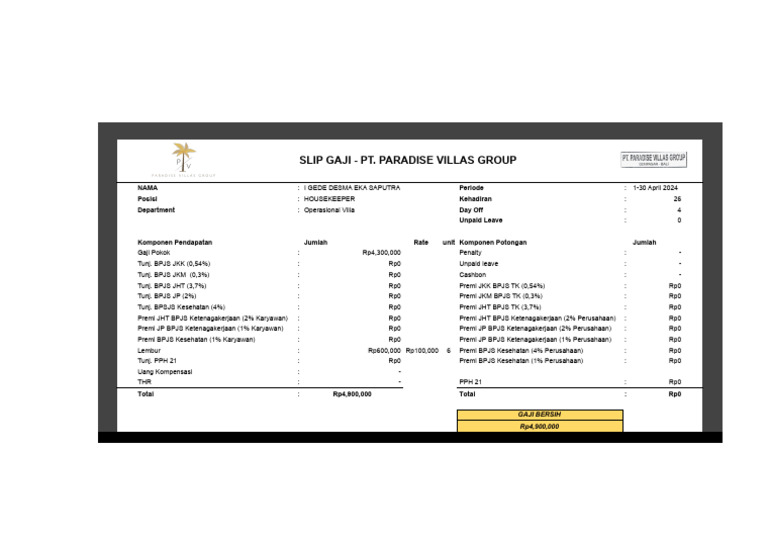 Contoh Pay Slip | PDF