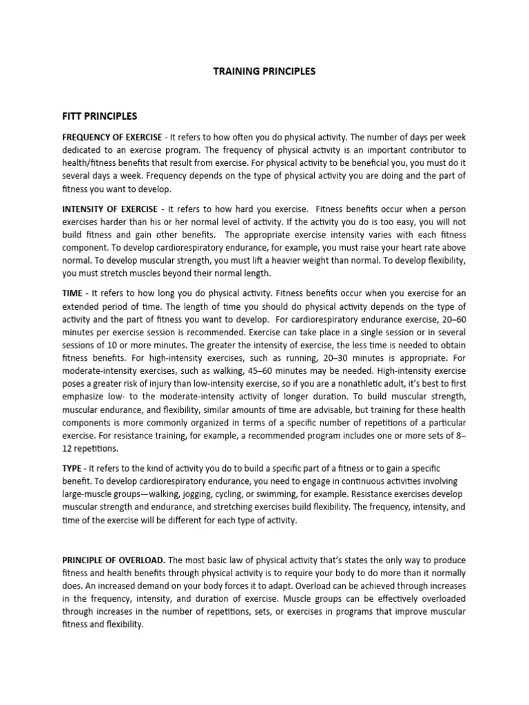Training Principles | PDF | Physical Fitness | Strength Training