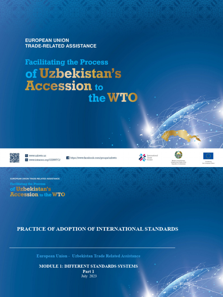UZB - WTO Accession - Module 1 - Part 1 Different Standards Systems 7th July | PDF ...