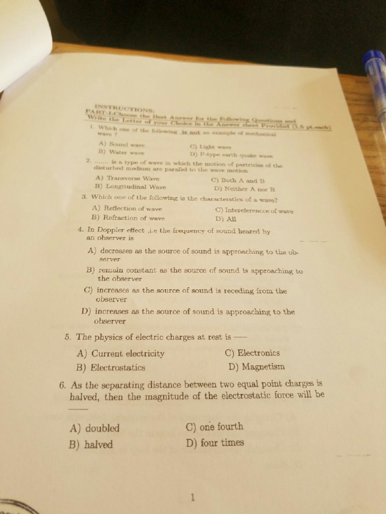 Physics Final Exam 5 (DBU) | PDF