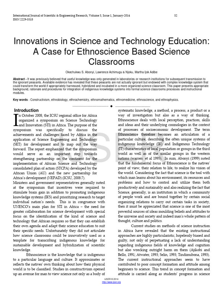 Abonyi Et Al Innovations in Science and Technology Education | PDF ...