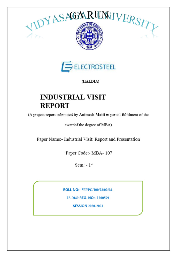 Industrial Visit Report | PDF | Coke (Fuel) | Pipe (Fluid Conveyance)