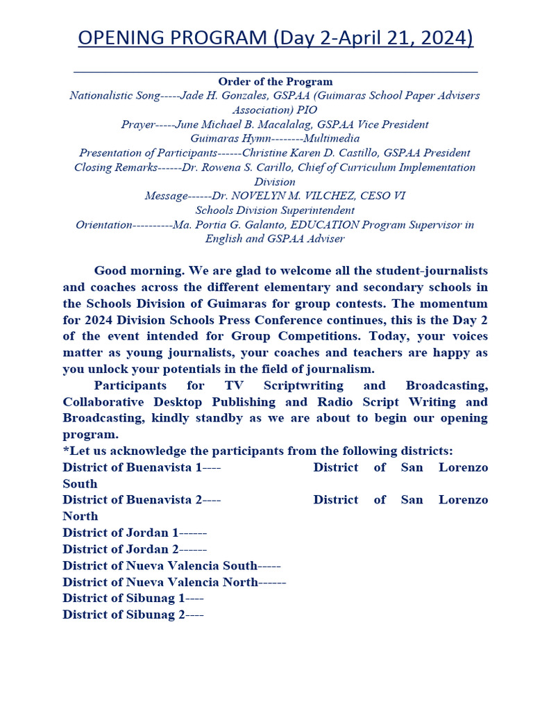 Script For DSPC 2024-Day 2 | PDF