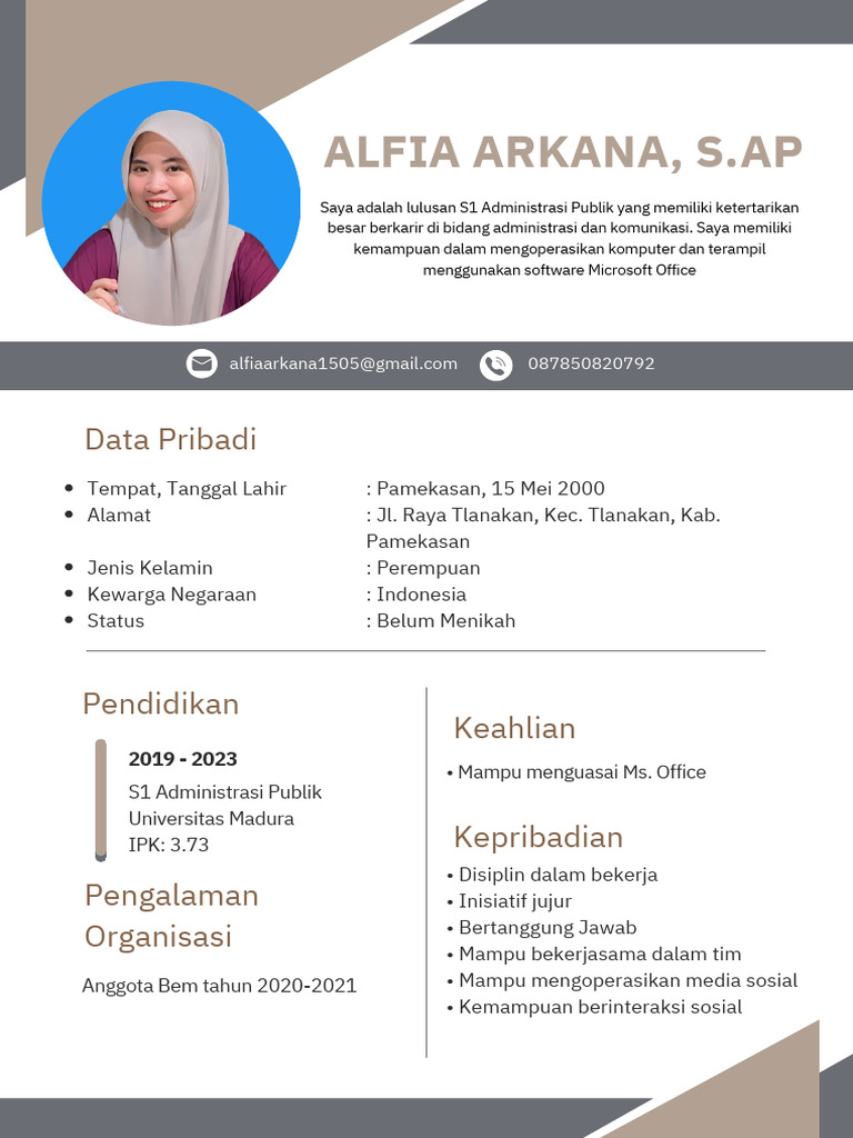 Putih Dan Abu Abu Sederhana Modern CV Lulusan Baru Resume | PDF