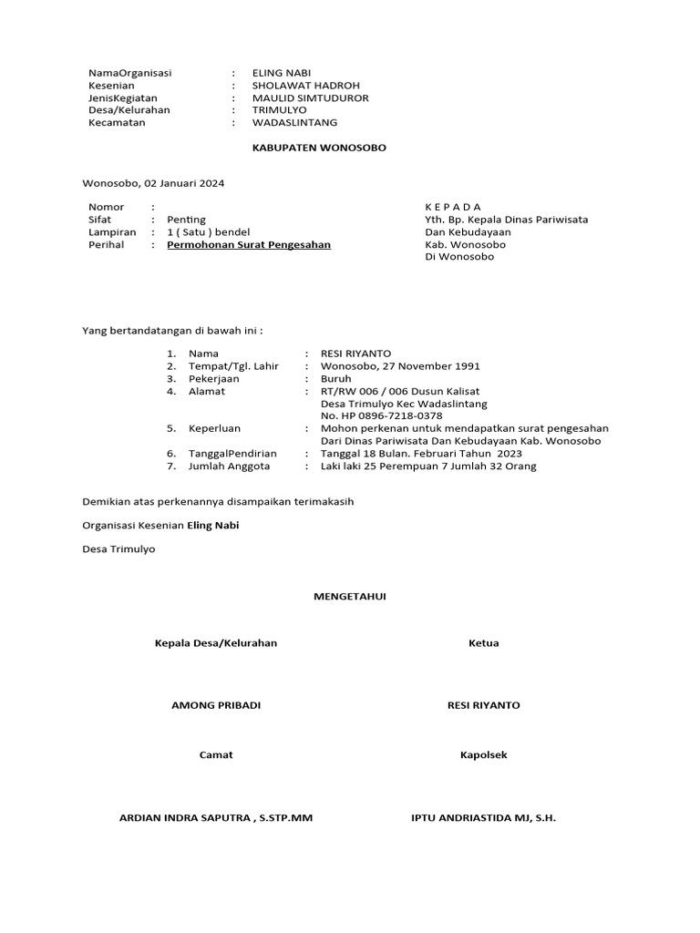 Blangko Pengesahan | PDF