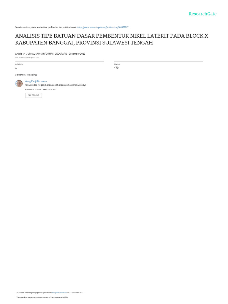 Analisis Tipe Batuan Dasar Pembentuk Nikel Laterit Pada Block X Kabupaten Banggai, Provinsi ...