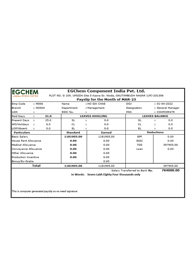 MR Chae Salary Mar 23 | PDF