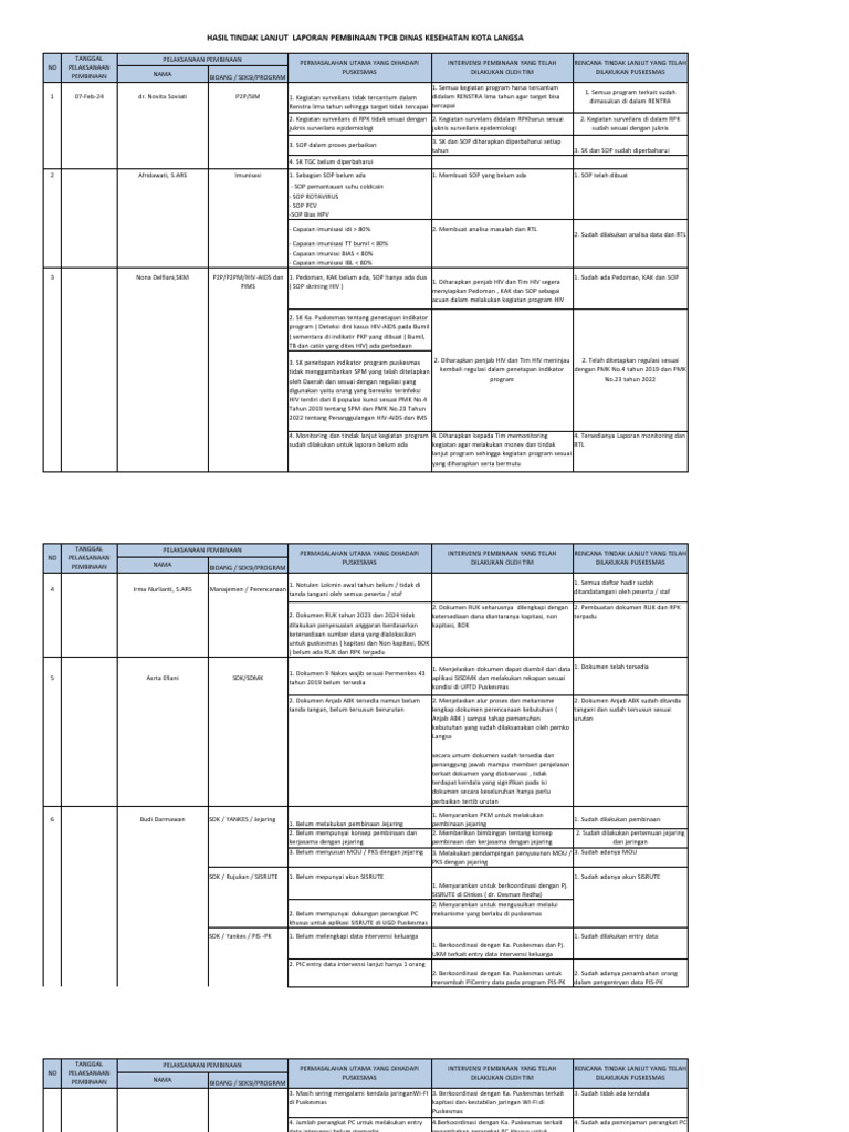 RTL Tim TPCB Dinkes | PDF