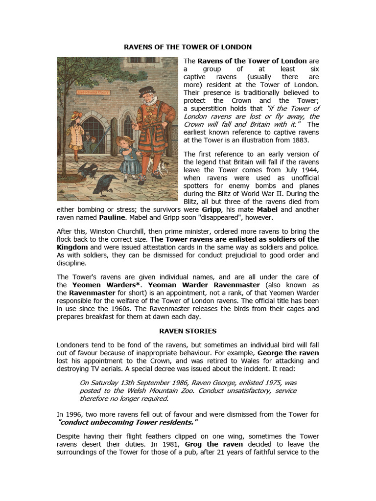 Ravens of The Tower of London | PDF